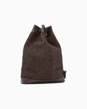 Giorgio Armani Raffia And Leather Sack