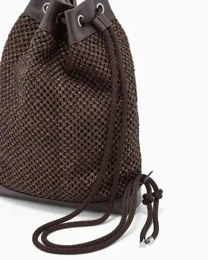 Giorgio Armani Raffia And Leather Sack