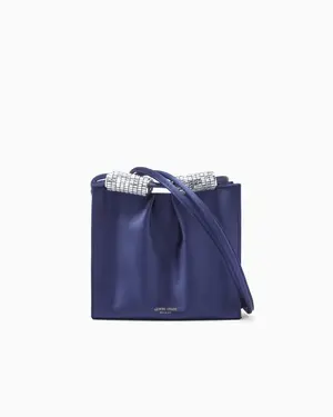 Giorgio Armani Satin Shoulder Bag With Rhinestone Handles - Blue