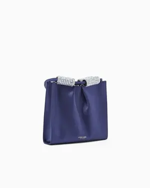 Giorgio Armani Satin Shoulder Bag With Rhinestone Handles - Blue
