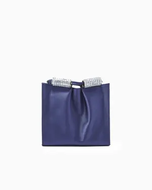 Giorgio Armani Satin Shoulder Bag With Rhinestone Handles - Blue