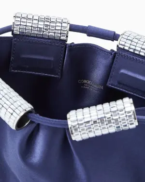 Giorgio Armani Satin Shoulder Bag With Rhinestone Handles - Blue