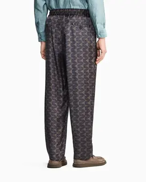Giorgio Armani Single-pleat Trousers In Geometric-print Cupro Canvas