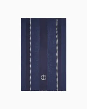 Giorgio Armani Silk-blend Jacquard Stole - Blue