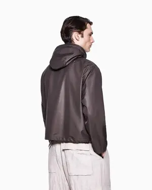 Giorgio Armani Silk-blend Twill Hooded Blouson - Brown