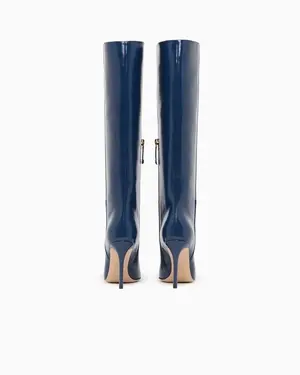 Giorgio Armani High Boots With Patent Leather Heel - Blue