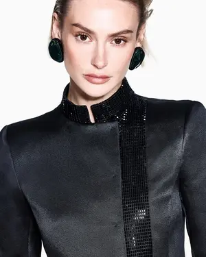 Giorgio Armani Short Viscose And Silk Jacket With Rhinestone Detail - Patterned