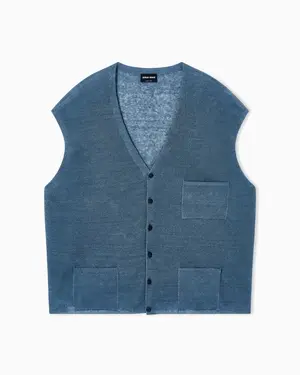 Giorgio Armani Single-breasted Linen Waistcoat - Light Blue