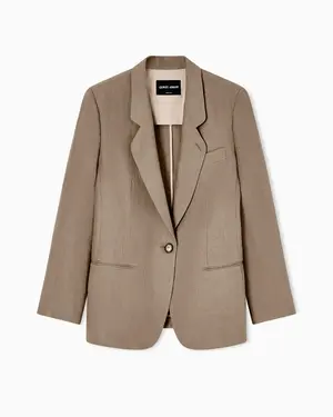 Giorgio Armani Single-breasted Linen Jacket - Brown