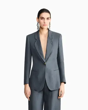 Giorgio Armani Single-breasted Linen Jacket - Grey