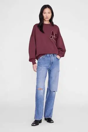ANINE BING Miles Letterman Sweatshirt - Fig