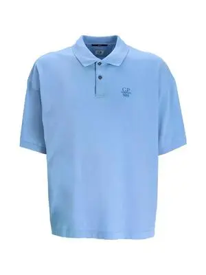 C.P. COMPANY Logo-embroidered Polo Shirt - Blue