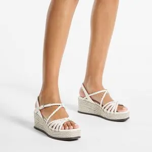 JIMMY CHOO Nyra 60 Wedge Sandals - Latte/natural
