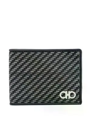 FERRAGAMO Logo-patched Woven Wallet - Blue