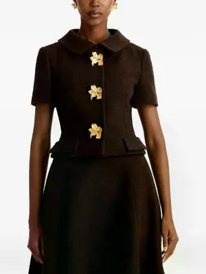 Oscar De La Renta Buttoned Tweed Jacket