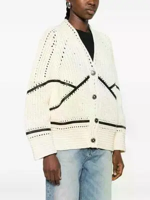 Ermanno Scervino Leather-trimmed Buttoned Cardigan