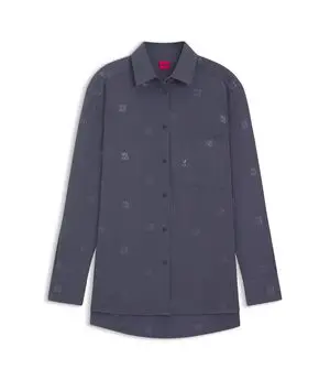 Hugo Oversized-fit Blouse With Stacked Logos