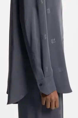 Hugo Oversized-fit Blouse With Stacked Logos