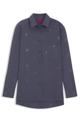 Hugo Oversized-fit Blouse With Stacked Logos
