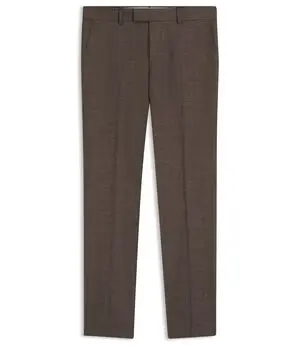 BOSS Slim-fit Trousers In Virgin Wool, Silk, And Linen - Dark Brown