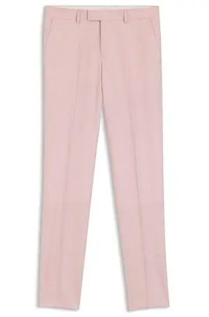 BOSS Slim-fit Trousers In Virgin Wool, Silk, And Linen - Light Pink