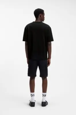 Hugo Embroidered-badge T-shirt In Cotton Terry - Black