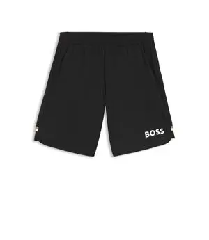 BOSS Stretch-jersey Logo Shorts With Drawstring - Black