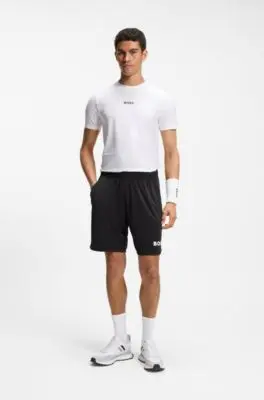 BOSS Stretch-jersey Logo Shorts With Drawstring - Black