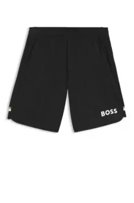 BOSS Stretch-jersey Logo Shorts With Drawstring - Black
