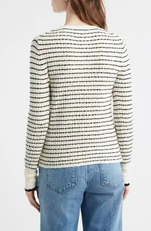 Madewell Striped Bouclé Knit Cardigan
