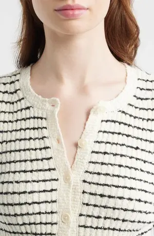 Madewell Striped Bouclé Knit Cardigan