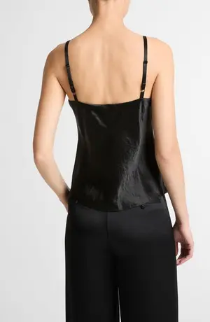 Vince Crinkle Satin Camisole - Black