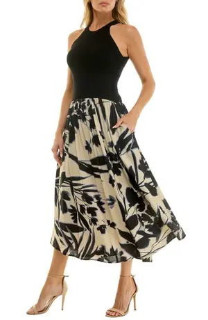 SOCIALITE Floral Print Fit & Flare Tank Dress
