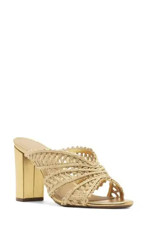 AREZZO Ciara Block Heel Sandal Natural Gold