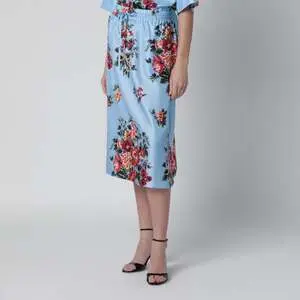 Dolce & Gabbana Floral Print Silk Twill Skirt