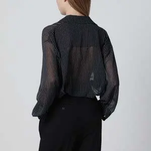 THE FRANKIE SHOP Peri Striped Semi-sheer Shirt