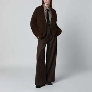 THE FRANKIE SHOP Flannel Wide Leg Trousers - Brown