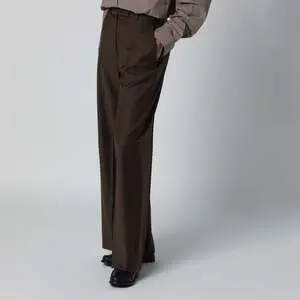 THE FRANKIE SHOP Flannel Wide Leg Trousers - Brown