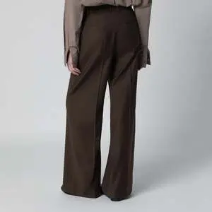 THE FRANKIE SHOP Flannel Wide Leg Trousers - Brown