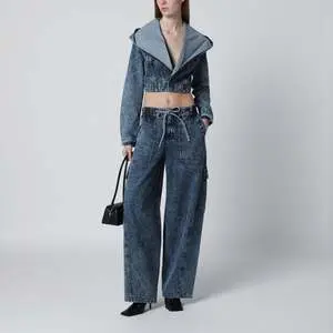Alaïa Denim Hooded Cropped Jacket