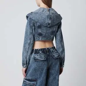 Alaïa Denim Hooded Cropped Jacket