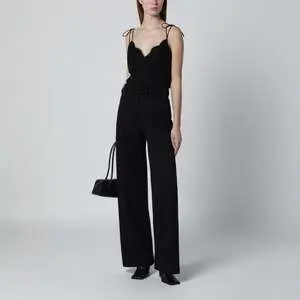 THELATEST Cotton Palazzo Trousers - Black