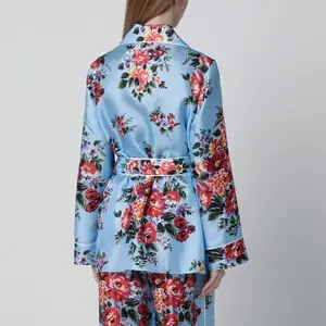Dolce & Gabbana Floral Print Silk Twill Shirt - Light Blue