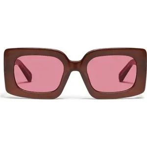 Quay 53mm Square Frame Sunglasses - Dark Brown/magenta