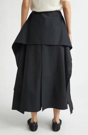 EENK Layered Cotton & Nylon Skirt - Black