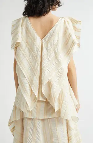 EENK Draped Wide Collar Silk Top