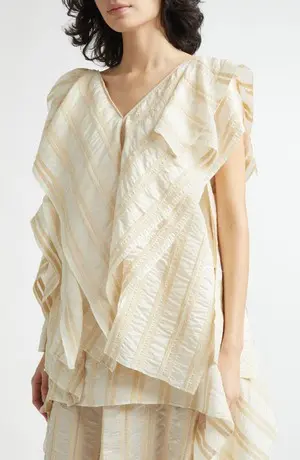 EENK Draped Wide Collar Silk Top