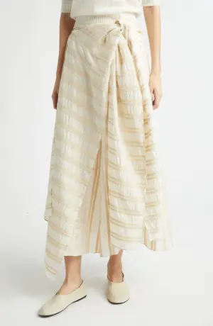 EENK Layered Striped Silk Skirt