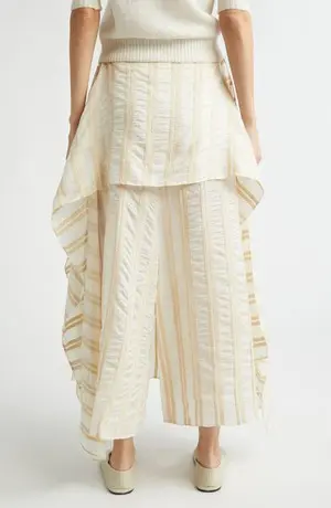 EENK Layered Striped Silk Skirt