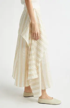 EENK Layered Striped Silk Skirt